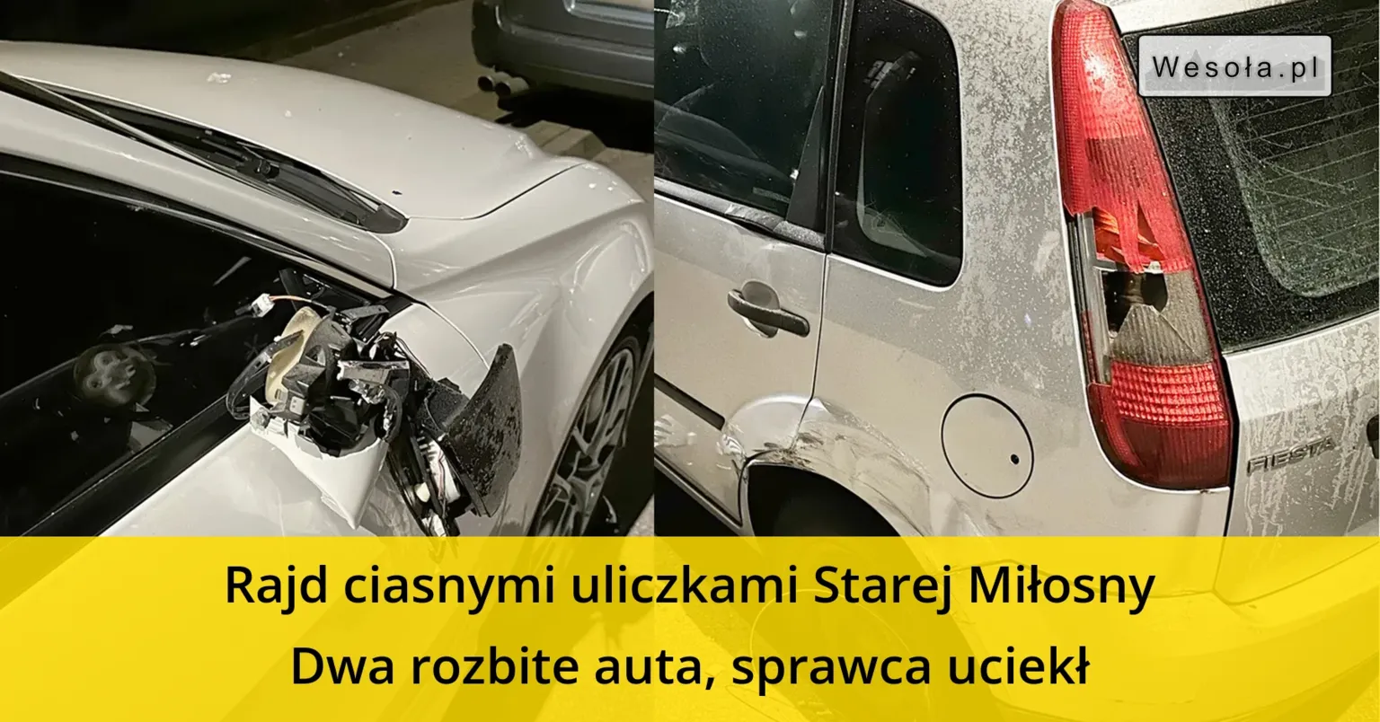 Rajd ciasnymi uliczkami Starej Miłosny. Dwa rozbite auta, sprawca ...